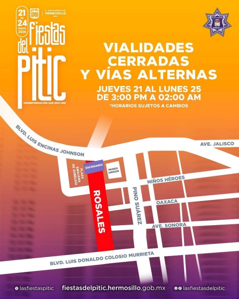 Policía de Hermosillo anuncia cierre vial en el centro de la ciudad a ...